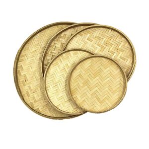 healifty round basket tray wicker round fruit basket woven food storage weaved shallow tray organizer decorative rack display kids diy drawing board 42cm round woven basket