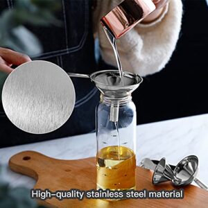 KUFUNG Stainless Steel Mini Funnels for Transferring of Liquid Fluid Dry Ingredients With Long Handles & Detachable Ring Holder