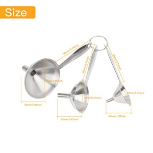 KUFUNG Stainless Steel Mini Funnels for Transferring of Liquid Fluid Dry Ingredients With Long Handles & Detachable Ring Holder