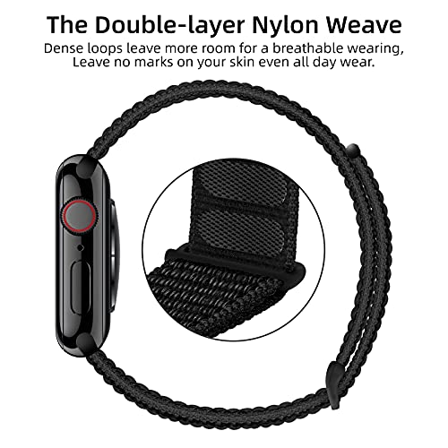 Oxwallen Sport Loop Nylon Band Compatible with Apple Watch 7/8 Ultra 49mm 45mm 42mm 44mm, Comfortable Braided Strap Women Men Competible for iWatch SE & Series 7/8 6 5 4 3, Black