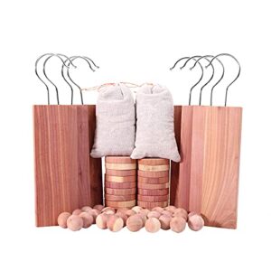 brite lightingtech cedar blocks for clothes storage 60pcs, red cedar hang ups, cedar balls, cedar rings and cedar sachet bags for closets and drawers