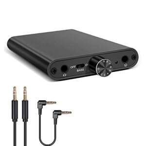 Hi-Fi Headphone Amplifier Buit-in Power Bank Portable 3.5mm Stereo Audio Out Powered by Lithium Battery Headset Support GAIN/BASS for Android phone/iPhone/iPad/MP3/MP4/Laptops and PCs, etc.