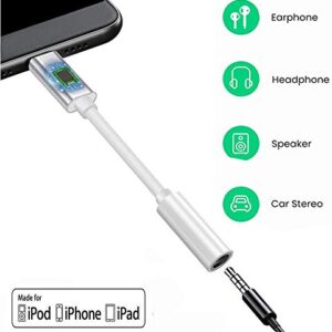 Lightning to 3.5mm Headphone Jack Adapter, Apple MFi Certified Digital Hi-Fi Audio Earphone Connector for iPhone 12/12 Pro Max 11 Pro/XS/XR/X/8 7 SE, iPad Pro Mini, Support iOS 10~14.4 and Later