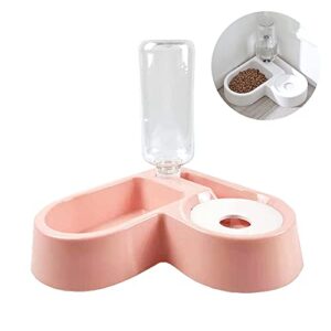 double dog cat bowls - pets water and food bowl set with automatic water bottle, raised pet feeder bowl for cats and small dogs