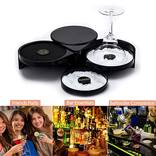 3-Tier Bar Glass Rimmer, Margarita Salter Bar Accessories for Bloody Mary and Gimlets, Black