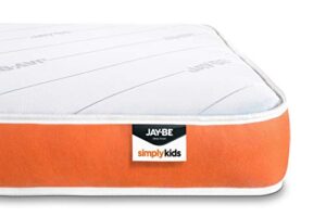 jay-be mattress simply kids sprung mattress, bed in a box - foam free - twin single, white and orange