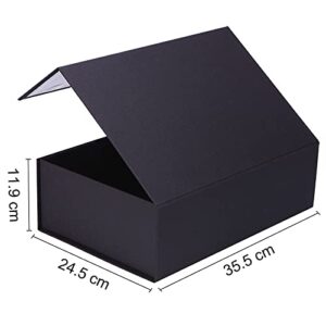 URbantin Large Black Gift Box with Lid (35.5x24.5x11.9CM), Magnetic Closure Gift Box, Bridesmaid Proposal Box, Sturdy Shirt Box, Suitable for Gift Wrapping