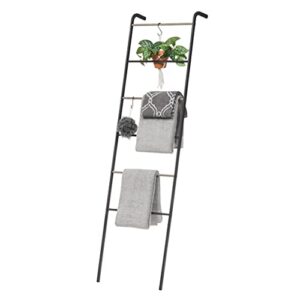 iris usa clothing rack, blanket or garment ladder, easy to assemble, standing metal sturdy garment rack, small space storage solution, modern versatile design, long-term durability, ladder, black