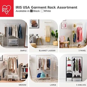 IRIS USA Clothing Rack, Blanket or Garment Ladder, Easy to Assemble, Standing Metal Sturdy Garment Rack, Small Space Storage Solution, Modern Versatile Design, Long-Term Durability, Ladder, Black