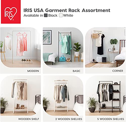 IRIS USA Clothing Rack, Blanket or Garment Ladder, Easy to Assemble, Standing Metal Sturdy Garment Rack, Small Space Storage Solution, Modern Versatile Design, Long-Term Durability, Ladder, Black