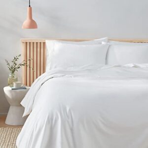 amazon aware 100% organic cotton 300 thread count duvet cover set - white, full/queen