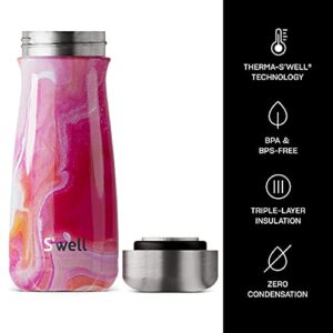 S'well Stainless Steel Traveler Travel Mug - 16 Fl Oz - Rose Agate - Triple-Layered Vacuum-Insulated Containers Keeps Drinks Cold for 24 Hours and Hot for 12 - BPA-Free Travel Water Bottle