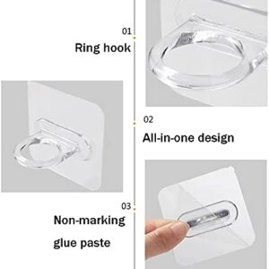 ZQSM New Shower Gel Bottle Rack Hook,Drill Free Transparent and Traceless O Ring Hooks,Shower Gel Bottle Rack Hook Bracket，Multifunctional Round Hook self Adhesive Wall Mounted (20PCS)