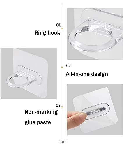 ZQSM New Shower Gel Bottle Rack Hook,Drill Free Transparent and Traceless O Ring Hooks,Shower Gel Bottle Rack Hook Bracket，Multifunctional Round Hook self Adhesive Wall Mounted (20PCS)