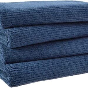 Amazon Aware 100% Organic Cotton Ribbed Bath Towels - Bath Towels, 4-Pack, Navy