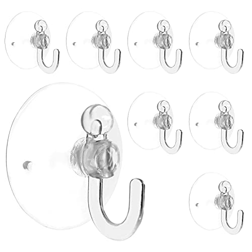 Piutouyar 20Pcs Clear Suction Cup Hooks 30mm Plastic Sucker Pads Transparent Suckers for Window Wall Bathroom Shower Kitchen Hook Hanger