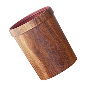 nuobesty garbage trash can vintage waste can plastic garbage can plastic wood grain trash can for bedroom living room bathroom