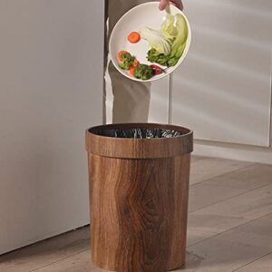 NUOBESTY Garbage Trash Can Vintage Waste Can Plastic Garbage Can Plastic Wood Grain Trash Can for Bedroom Living Room Bathroom