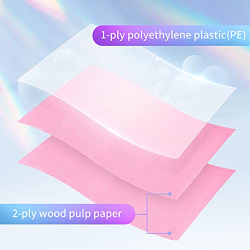 Dental Bib Disposable Pink Polyback Towel Waterproof Patient Bibs 3 Ply Tattoo Paper Napkins for Dental Clinic, Tattoo Piercing, Feeding - Soft and Fluid Resistant - 13'' x 18"