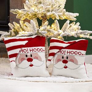 glitzhome 2pk hooked merry christmas 3d santa throw pillow filled cushion sofa decorative pillow 14" l x 14" w