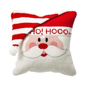 glitzhome 2PK Hooked Merry Christmas 3D Santa Throw Pillow Filled Cushion Sofa Decorative Pillow 14" L x 14" W