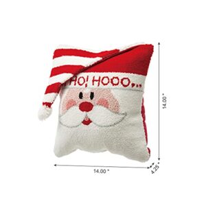 glitzhome 2PK Hooked Merry Christmas 3D Santa Throw Pillow Filled Cushion Sofa Decorative Pillow 14" L x 14" W