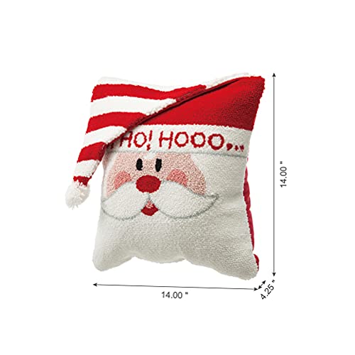 glitzhome 2PK Hooked Merry Christmas 3D Santa Throw Pillow Filled Cushion Sofa Decorative Pillow 14" L x 14" W