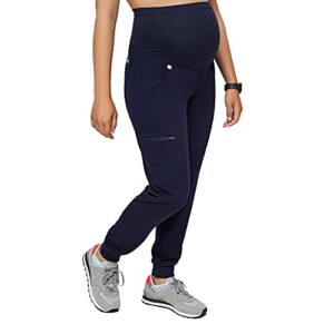 figs zamora jogger maternity scrub pants for women - navy, tall l