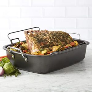 Chicago Metallic Nonstick Roaster with Floating Rack, 18-Inch-by-13-Inch, Black