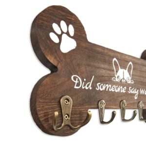 LAOKETON Bone Shape Key Holder - Dog Leash Holder with 5 Key Hooks Decorative for Wall, Cute Housewarming Gifts for Dog Owner & Lovers, 11.8'' x 5.9''(Brown)