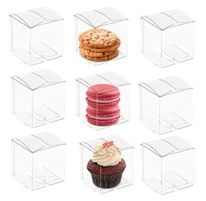 nicunom 120 pcs clear favor boxes, 2" x 2" x 2" plastic favors boxes gift boxes transparent cube boxes single individual packaging for macaron candy minigifts wedding party baby shower