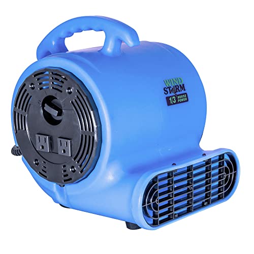 Eastman Windstorm 1/2 HP Air Mover for Water Damage Restoration Carpet Dryer, Blue, 99027