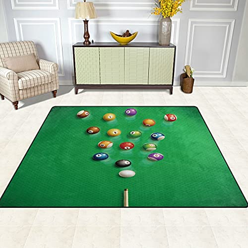 ALAZA Billiard Table View Balls Sport Non Slip Area Rug 5' x 7' for Living Dinning Room Bedroom Kitchen Hallway Office Modern Home Decorative