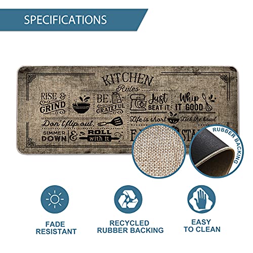 Artoid Mode Kitchen Quotes Kitchen Mats Set of 2, Seasonal The Kitchen is The Heart of The Home Cooking Sets Holiday Party Low-Profile Floor Mat for Home Kitchen - 17x29 and 17x47 Inch