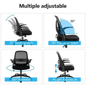 Office Chair, KERDOM Ergonomic Desk Chair, Breathable Mesh Computer Chair, Comfy Swivel Task Chair with Flip-up Armrests and Adjustable Height