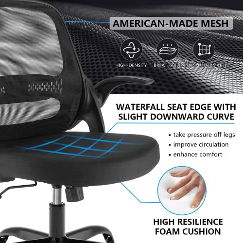 Office Chair, KERDOM Ergonomic Desk Chair, Breathable Mesh Computer Chair, Comfy Swivel Task Chair with Flip-up Armrests and Adjustable Height