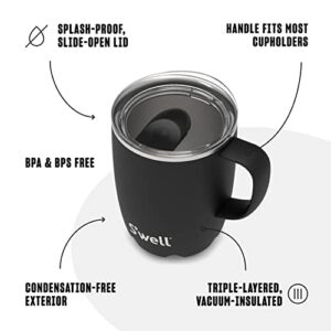 S'well Stainless Steel Travel Mug with Handle - 12oz - Onyx - Triple-Layered Vacuum-Insulated Container Designed to Keep Drinks Cold and Hot - BPA-Free Water Bottle