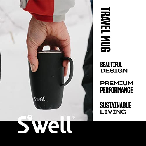 S'well Stainless Steel Travel Mug with Handle - 12oz - Onyx - Triple-Layered Vacuum-Insulated Container Designed to Keep Drinks Cold and Hot - BPA-Free Water Bottle