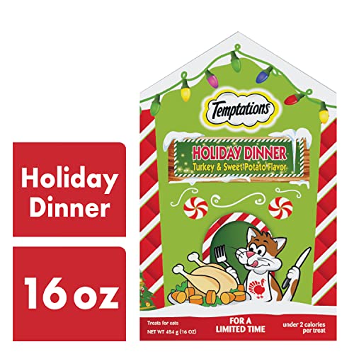 Temptations Classic, Crunchy and Soft Cat Treats, Holiday Dinner Turkey and Sweet Potato Flavor, 16 oz. Pouch