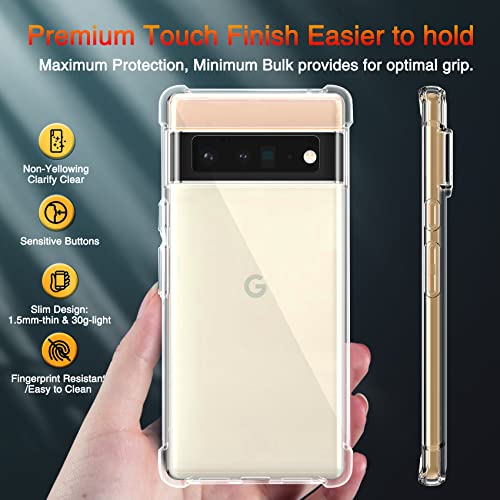 Ferilinso Designed for Google Pixel 6 Pro 5G Case, [NOT for Pixel 6] Shockproof Protective Phone Case Slim Cover, Military Grade Protection, 10X Anti-Yellowing, Clear