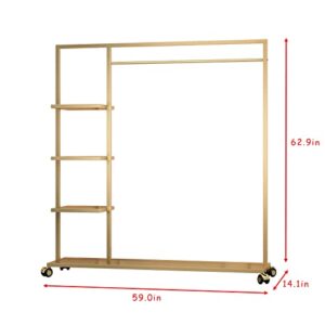 Smlttel Clothing Rack with Shelf,Boutiques Retail Display Clothing Rack,Heavy Duty Garment Rack,Multiple Uses Hanging Rack for Home and Retail(Gold)