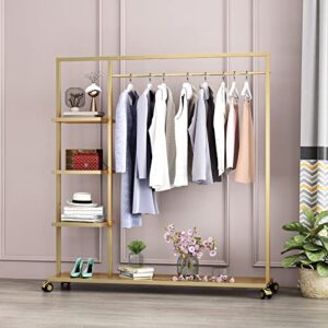 Smlttel Clothing Rack with Shelf,Boutiques Retail Display Clothing Rack,Heavy Duty Garment Rack,Multiple Uses Hanging Rack for Home and Retail(Gold)