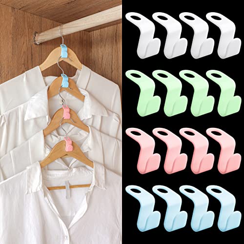 RONRONS 60 Pieces Clothes Hanger Connector Hooks, Outfit Hangers Extender Linking Hook Clips Velvet Huggable Hangers Drop Connecting Grip Heavy Duty Cascading Clothes Space Saving Organizer, 4 Colors