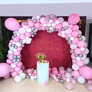 151 Pcs Pink and Silver Balloon Arch Garland Kit, Mothers Day Balloons Garland Kit 5" 12" 18" Light Pink White Silver Balloons Party Decorations.…