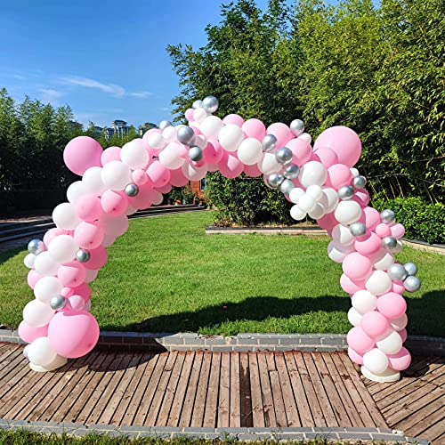 151 Pcs Pink and Silver Balloon Arch Garland Kit, Mothers Day Balloons Garland Kit 5" 12" 18" Light Pink White Silver Balloons Party Decorations.…