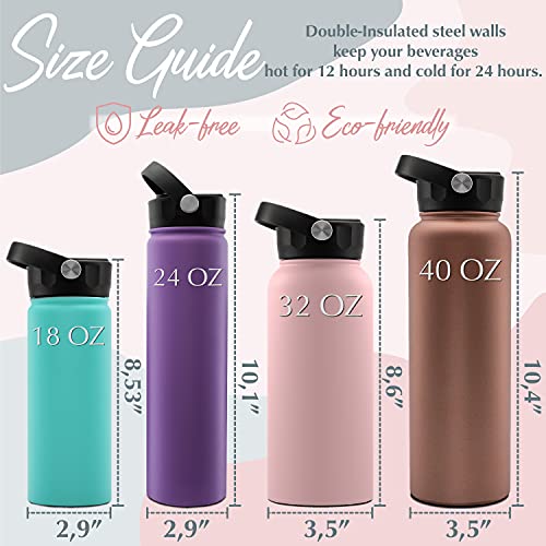 Be Burgundy Personalized Water Bottle with Straw Lid & Engraved Name - 24 Oz - 20 Icons, 20 Font, 8 Colors - Gifts for Her, Gifts for Girlfriend, Sister, Personalized Gifts for Women