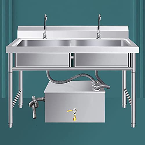 Grease Trap with 3 Top Inlets, Grease Traps for Restaurants Under Sink, Commercial Grease Trap Under Sink, Stainless Steel Grease Interceptor Trap for 3 Compartment Sink