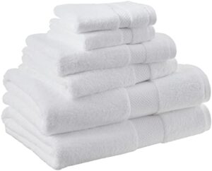 amazon aware 100% organic cotton plush bath towels - 6-piece set, white