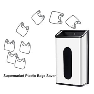 Upgraded Wall Mount Grocery Plastic Bag Holder, Dispenser with Extra-Wide & Easy-Access Openings,Anti-Fingerprint and Rustproof Matte White Finish