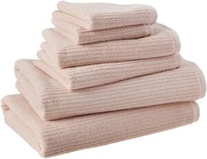 amazon aware 100% organic cotton ribbed bath towels - 6-piece set, blush